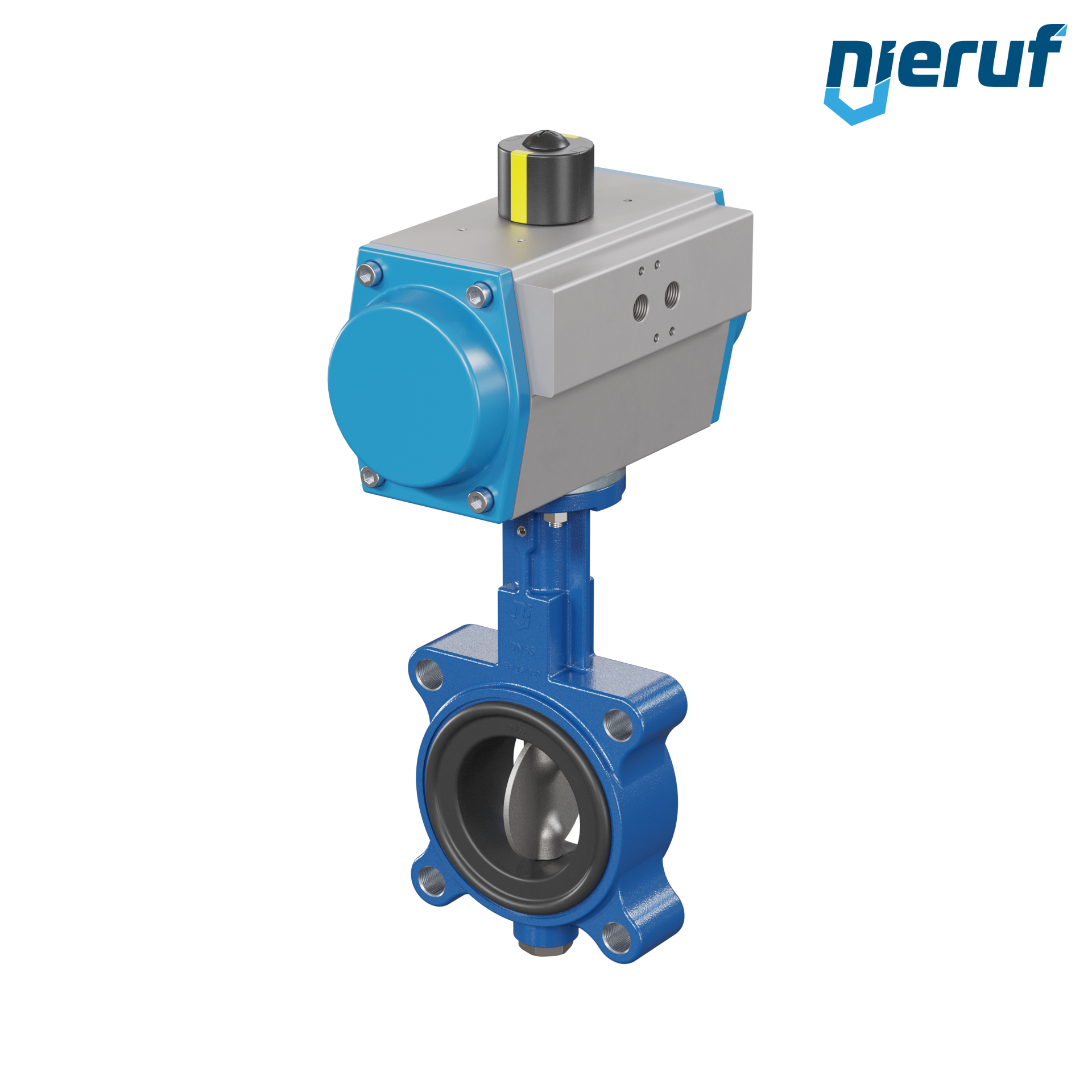 Butterfly valve DN 65 AK02 NBR-70-black DVGW gas pneumatic actuator ...