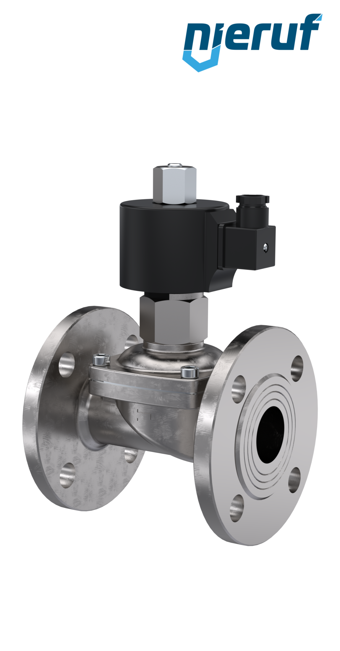 Solenoid valve DN40 flange stainless steel EPDM 24V DC NO