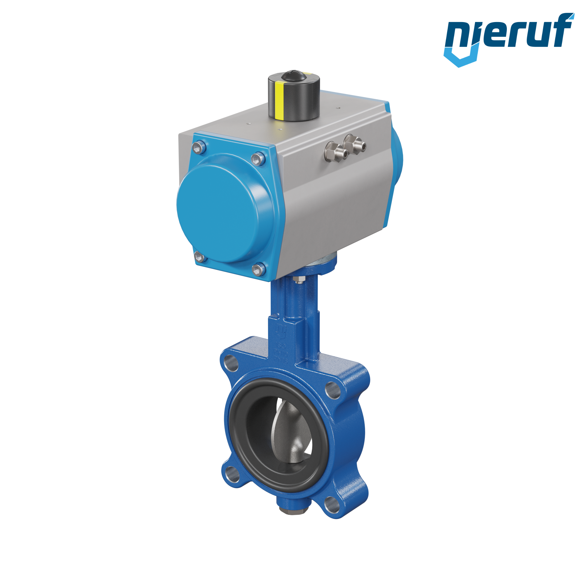 Butterfly valve DN 65 AK02 NBR-70-black DVGW gas pneumatic actuator ...