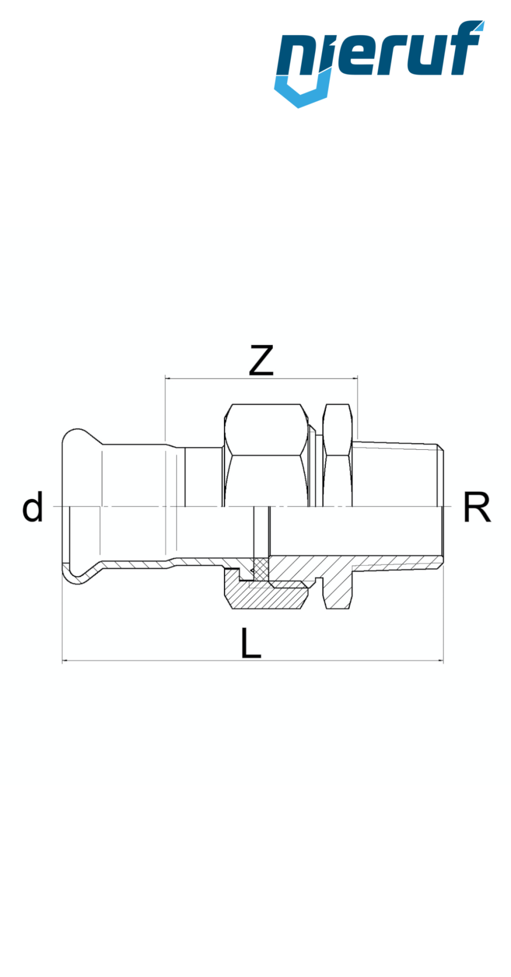 Union Coupling F Pressfitting DN50 - 54,0 mm, male thread 2" inch ...