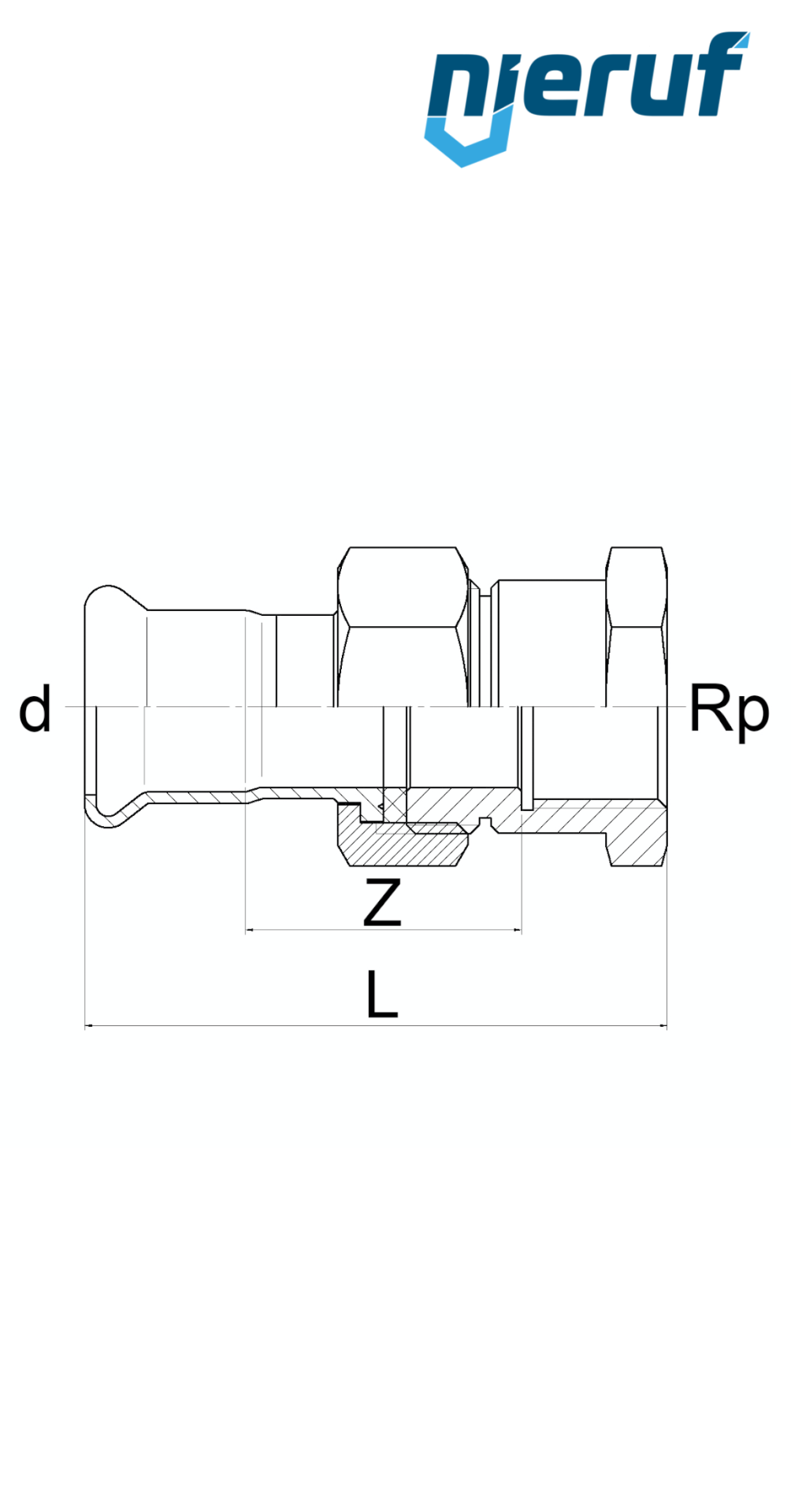 Union Coupling F Pressfitting DN50 - 54,0 mm, female thread 2" inch ...